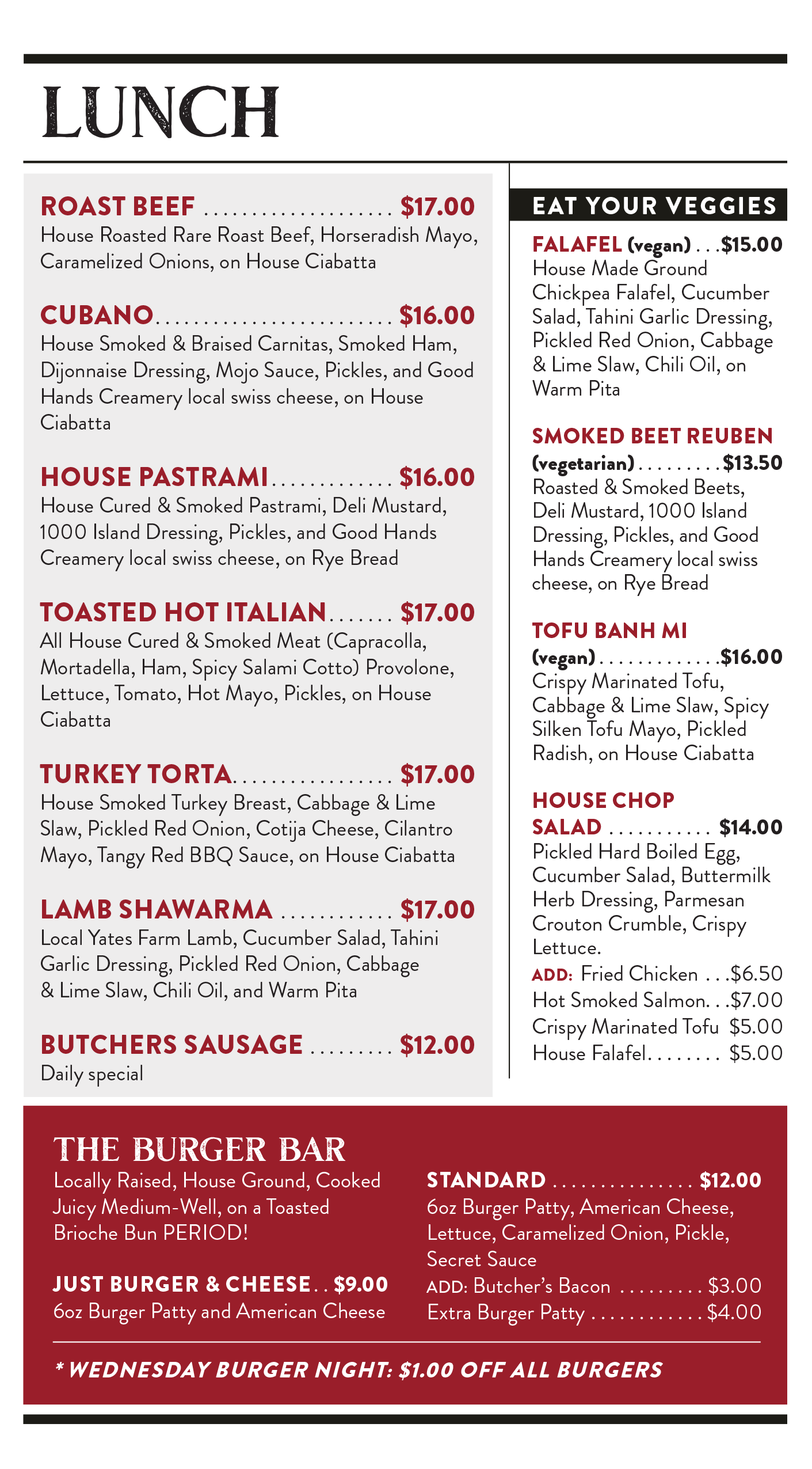 BUTCHER & PANTRY — Menu 1