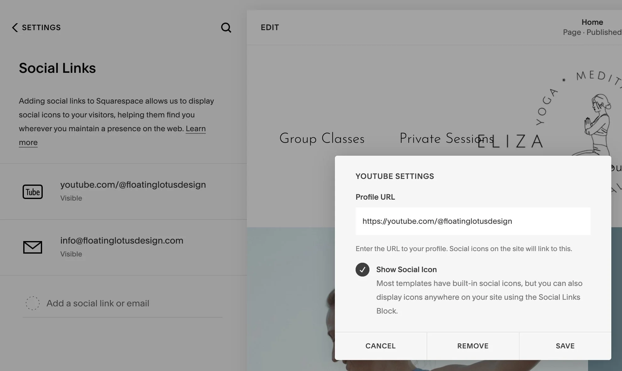 How to Link Social Media and Add Icons in Your Squarespace Website