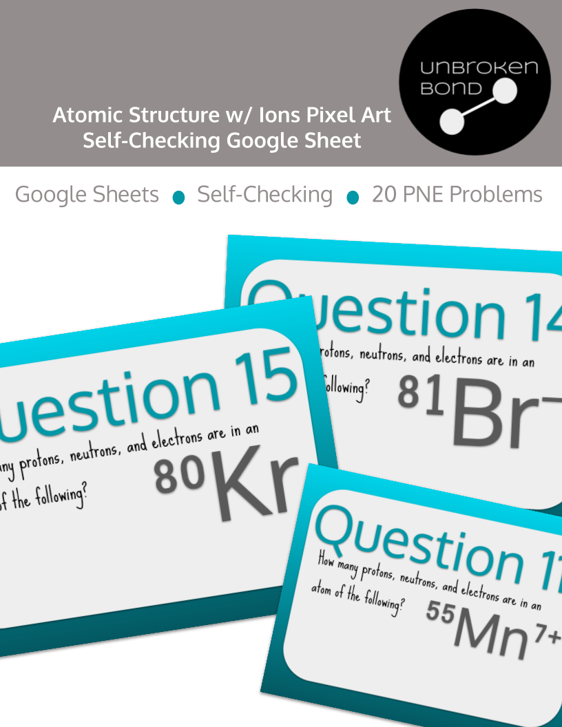 Chemistry Atomic Structure PNE with Ions Pixel Art in Self-Checking ...