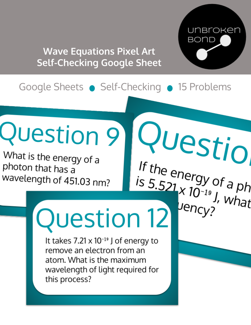 Chemistry Wave Equations Pixel Art in a Self-Checking Google Sheet ...
