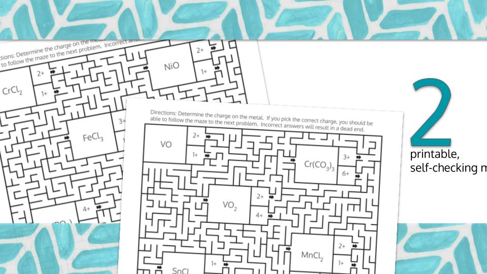 Chemistry Transition Metal Charges from Ionic Formulas Self-Checking ...