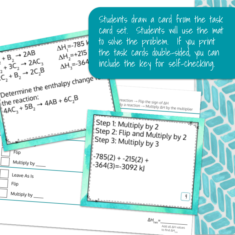 AP Chemistry Hess's Law Mastery Mat and Task Cards — rebeccaunbrokenbond