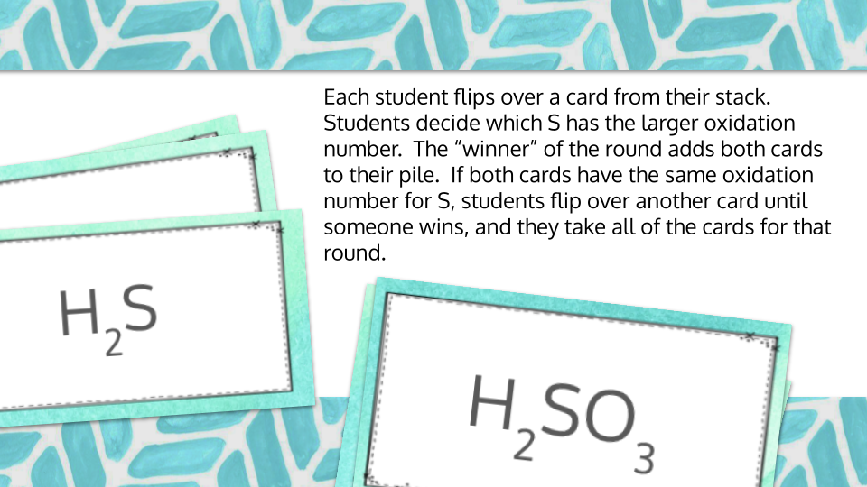 AP Chemistry Oxidation Numbers WAR Card Game — rebeccaunbrokenbond