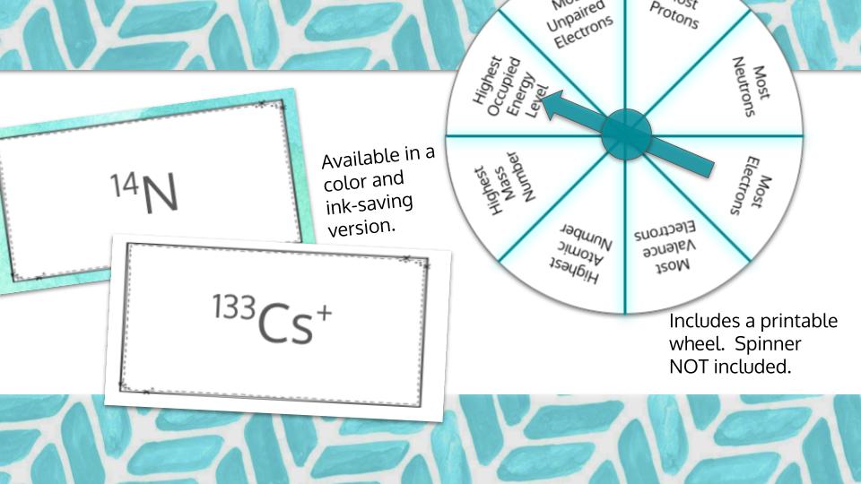 Chemistry Atomic and Orbital WAR Card Game — rebeccaunbrokenbond