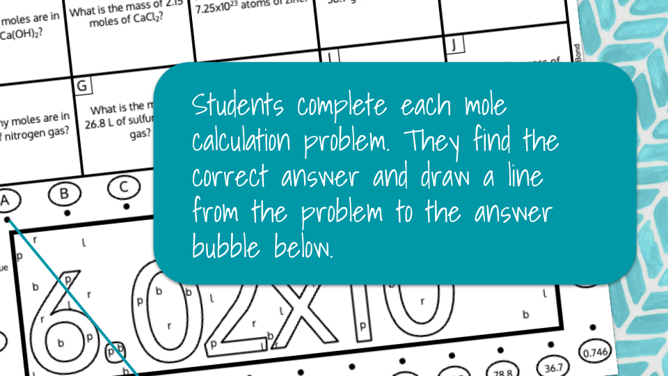 Mole Calculations Stained Glass Coloring Worksheet — rebeccaunbrokenbond