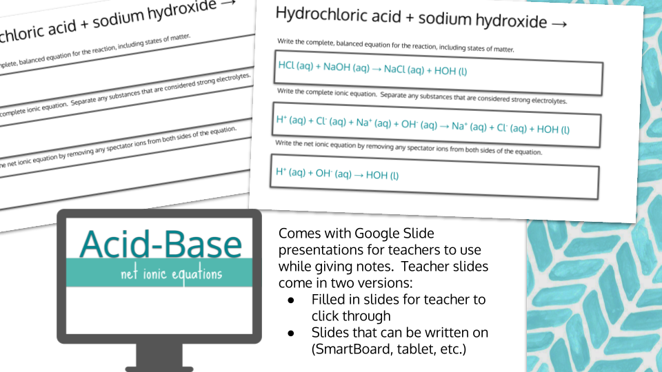 Chemistry Acid Base Net Ionic Equations Scribble Notes ...
