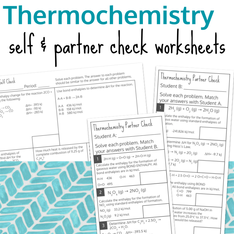 Self and Partner Checking Worksheets for Chemistry to Save Time and ...