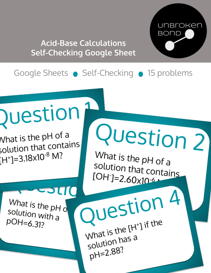 Chemistry Acid-Base Pixel Art in Self-Checking Google Sheet ...