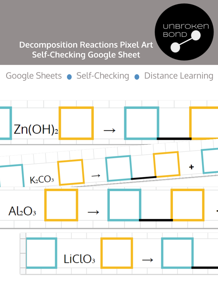Chemistry Decomposition Reactions Pixel Art in a Self-Checking Google ...