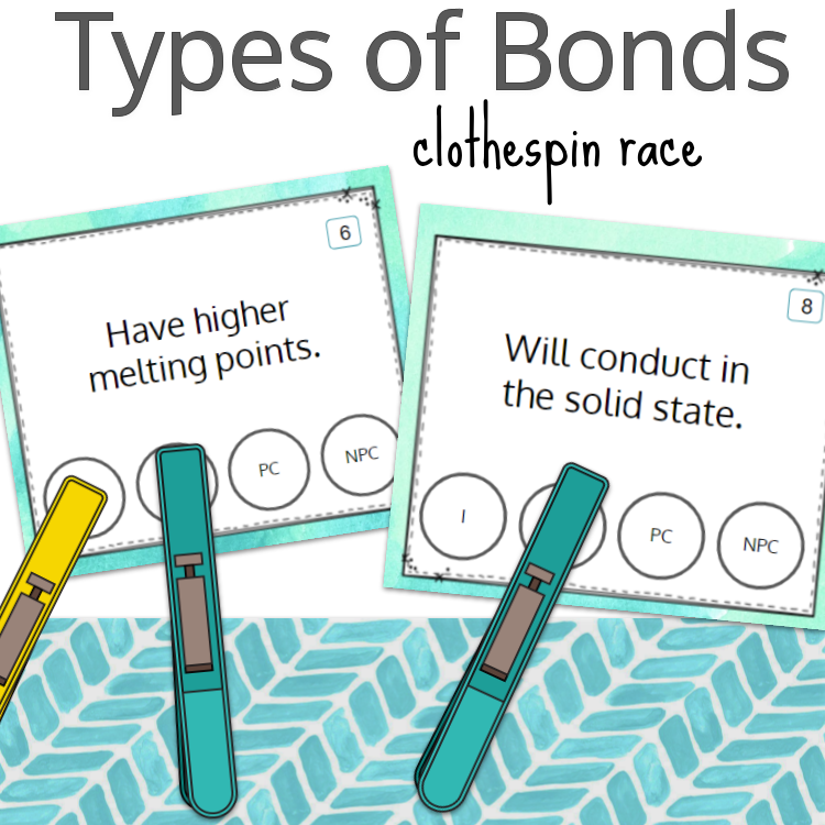 Chemistry Clothespin Task Card Race — rebeccaunbrokenbond