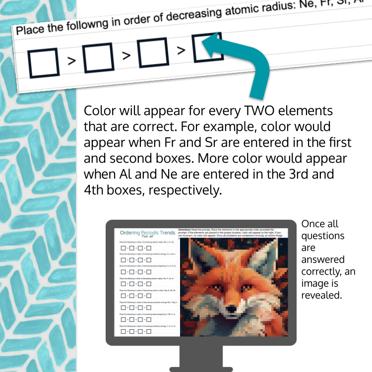 Chemistry Decomposition Reactions Pixel Art in a Self-Checking Google ...