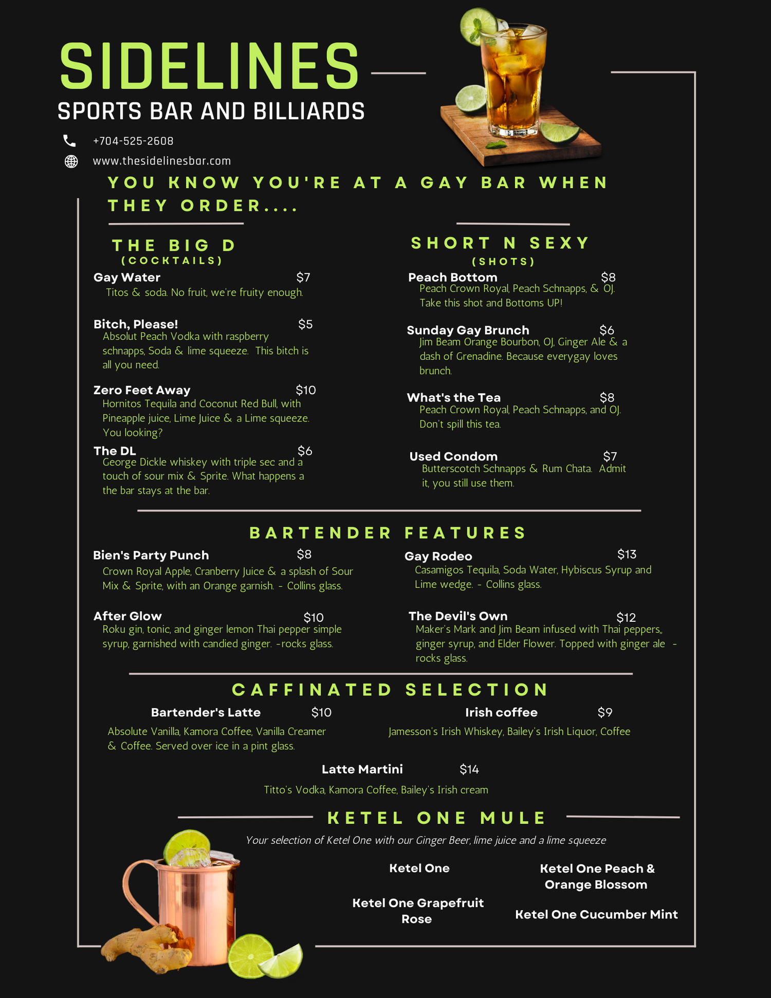 The Sidelines Bar Drink Menu — Sidelines Sports Bar & Billiards