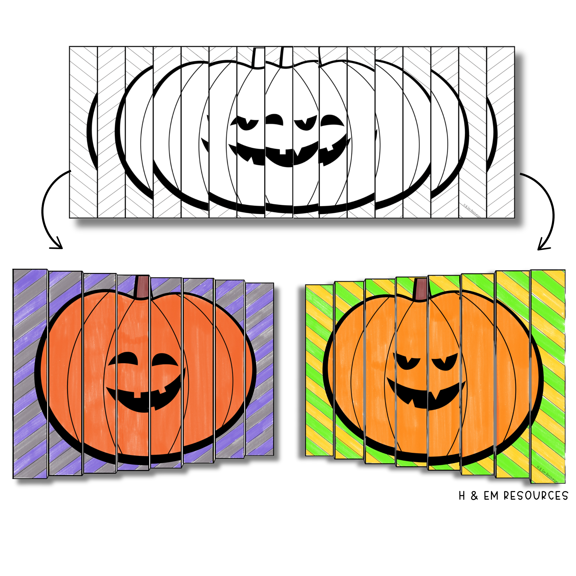 Halloween Pumpkin 3D Agamograph Art Activity, Jack o Lantern Craft ...