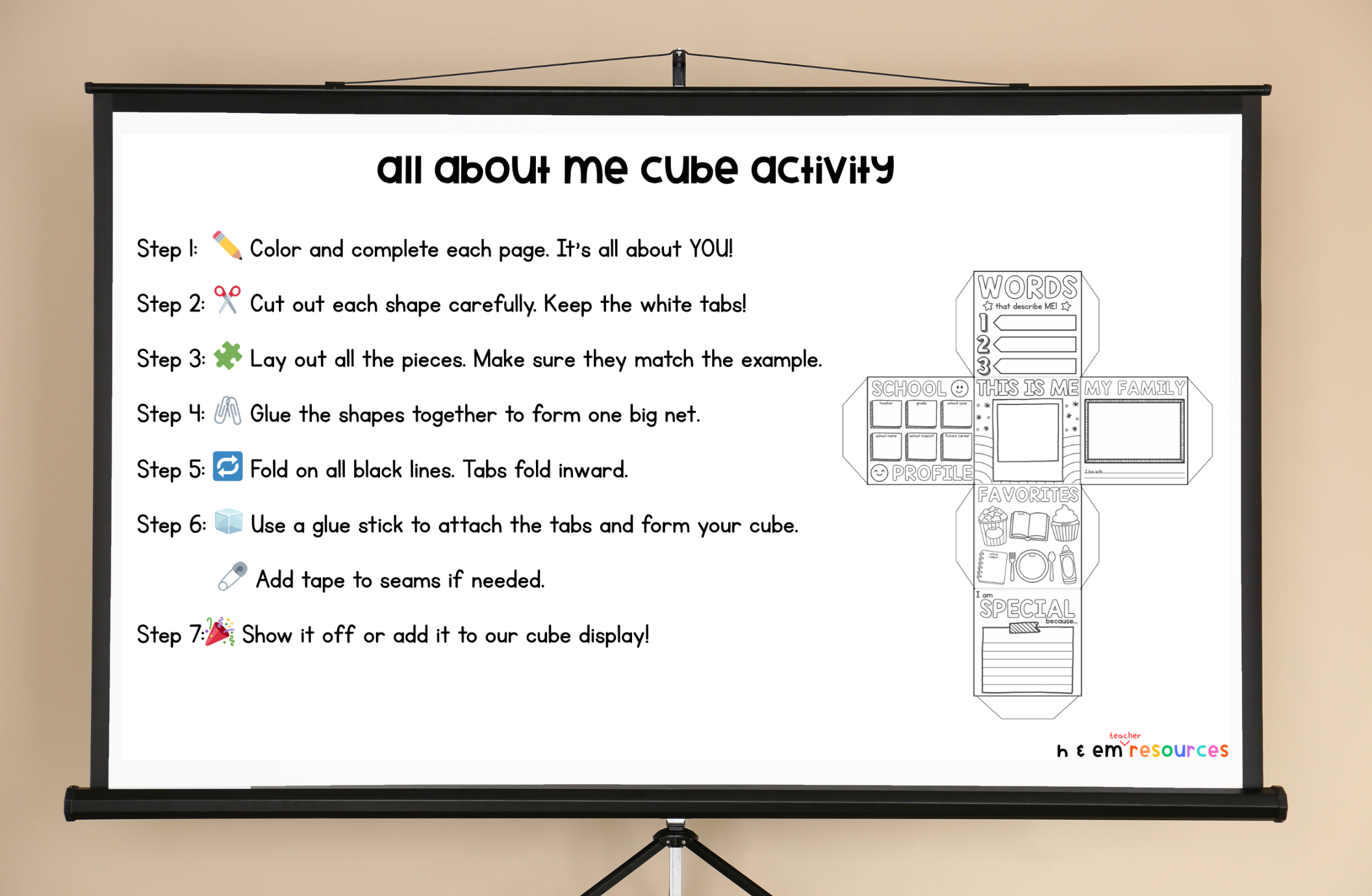 3D “All About Me” Cube – Fun Back to School Activity for Kids — H & Em ...