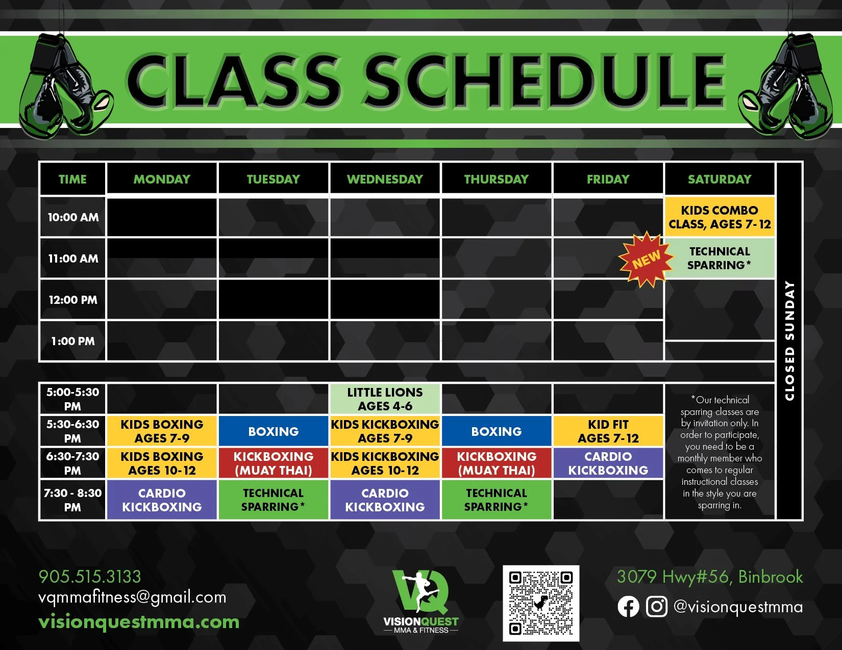 Vision Quest —Schedule