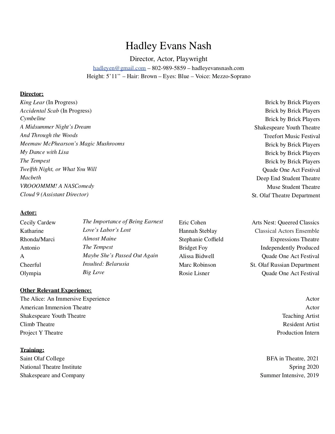 About 5 — Hadley Evans Nash
