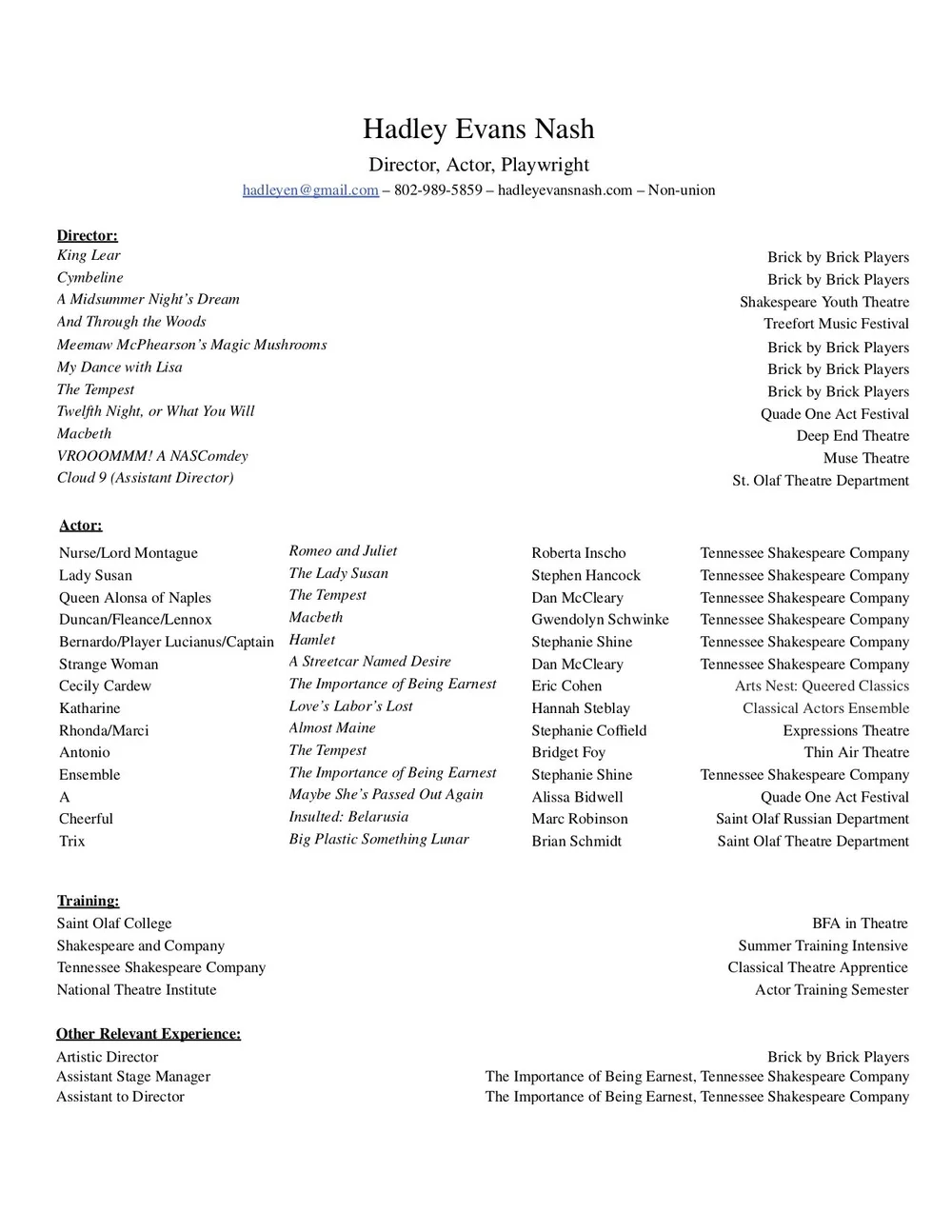 About 5 — Hadley Evans Nash