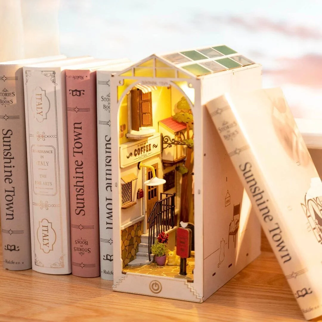 Rolife DIY Miniature Model Kit, Book Nook - Sunshine Town HCR-TGB02 ...