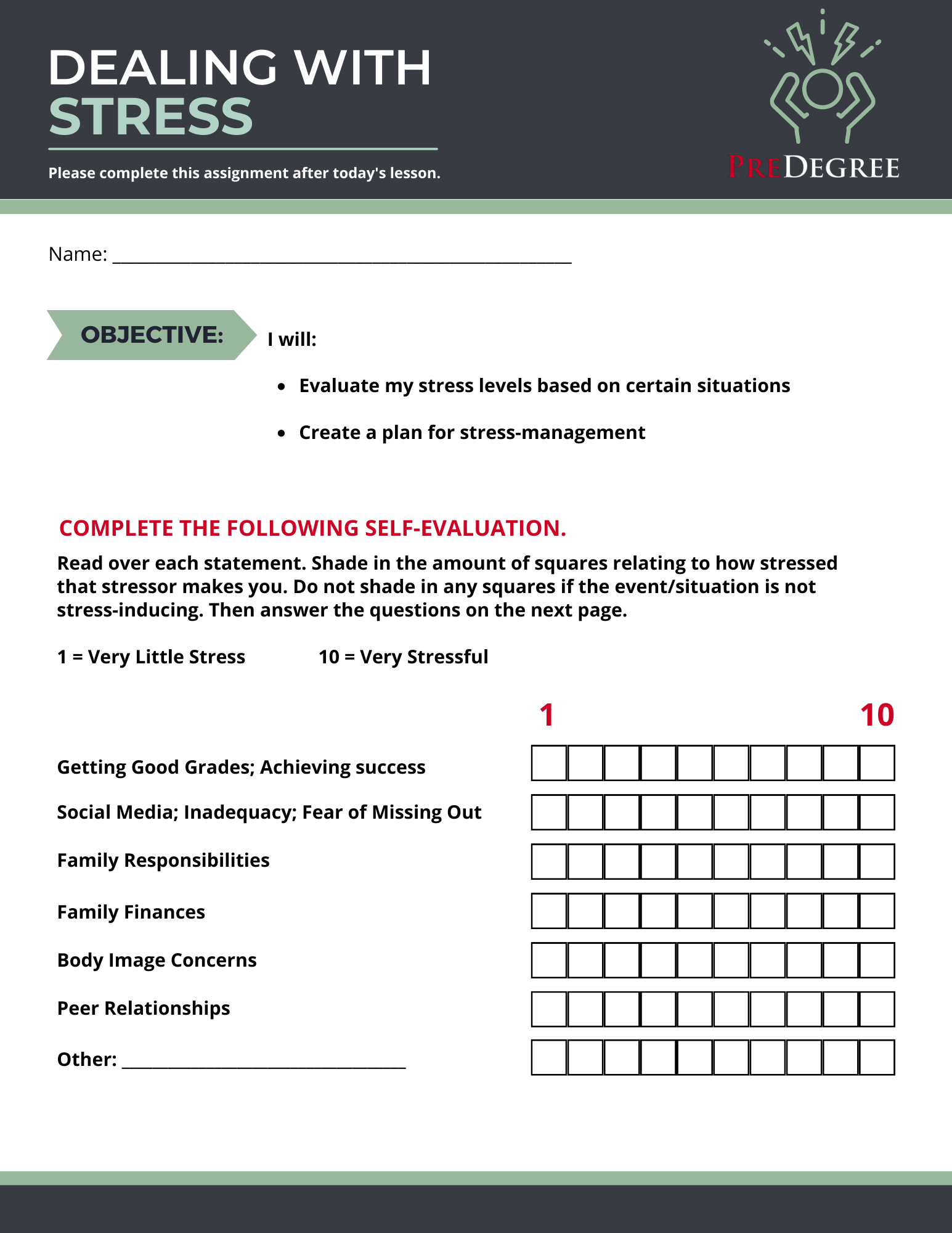 Dealing With Stress Lesson — PREDEGREE