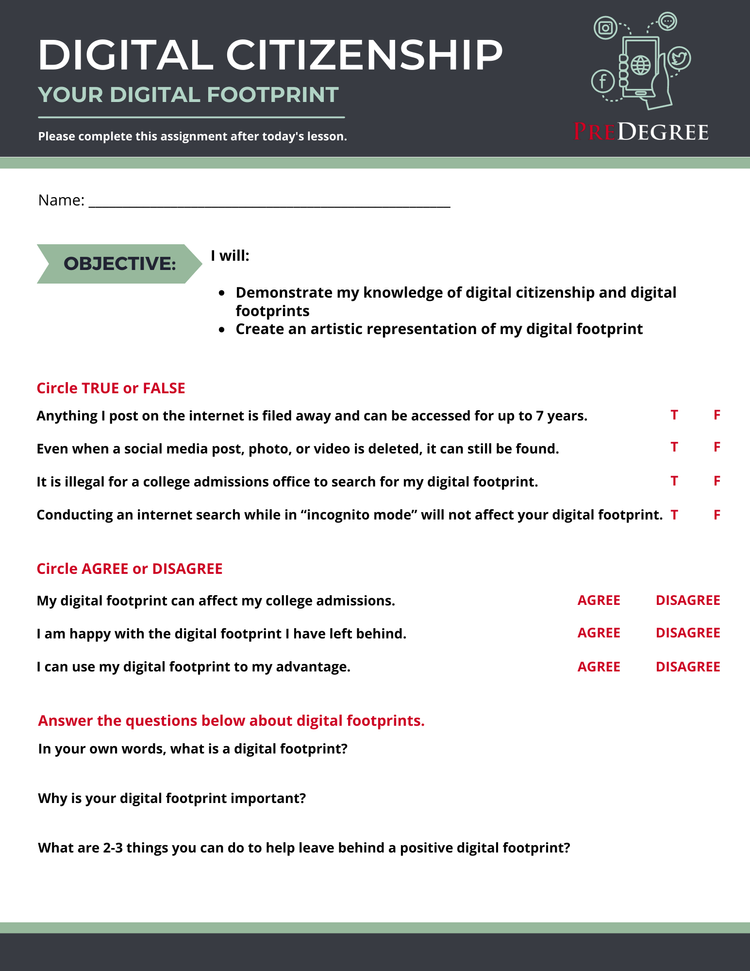 Digital Citizenship Lesson — PREDEGREE