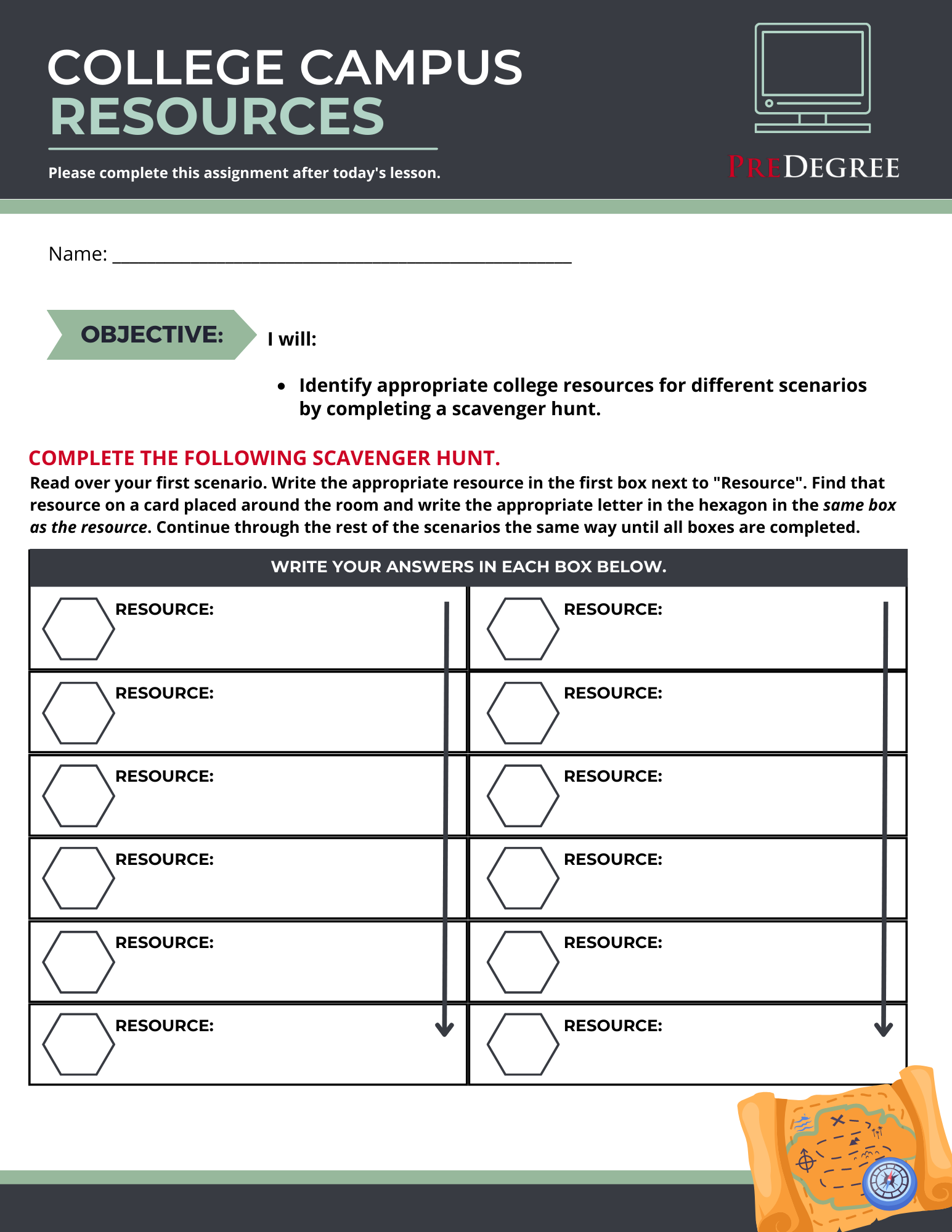 College Campus Resources Lesson — PREDEGREE