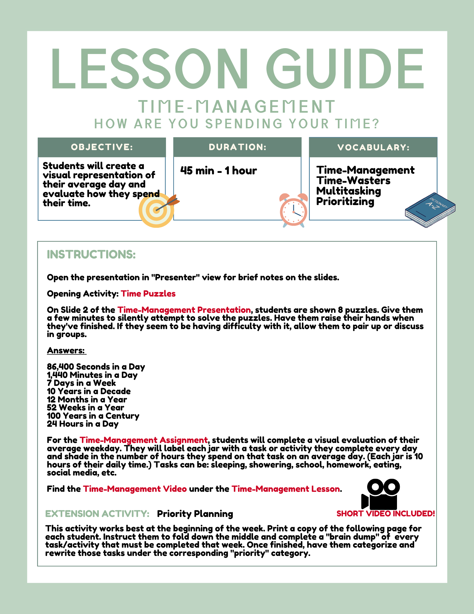 Time Management Lesson — PREDEGREE