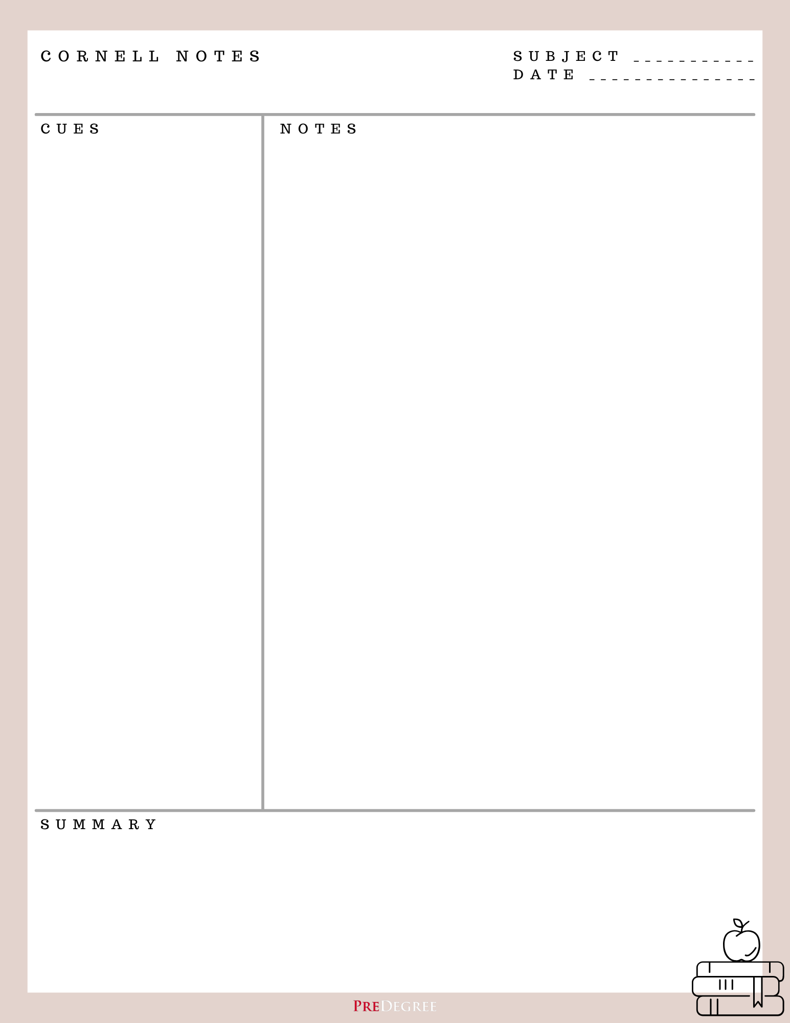 Cornell Notes Freebie — PREDEGREE