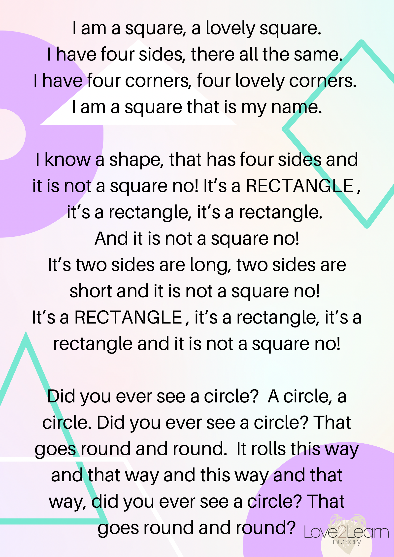 Nursery Rhymes — Love 2 Learn Nursery