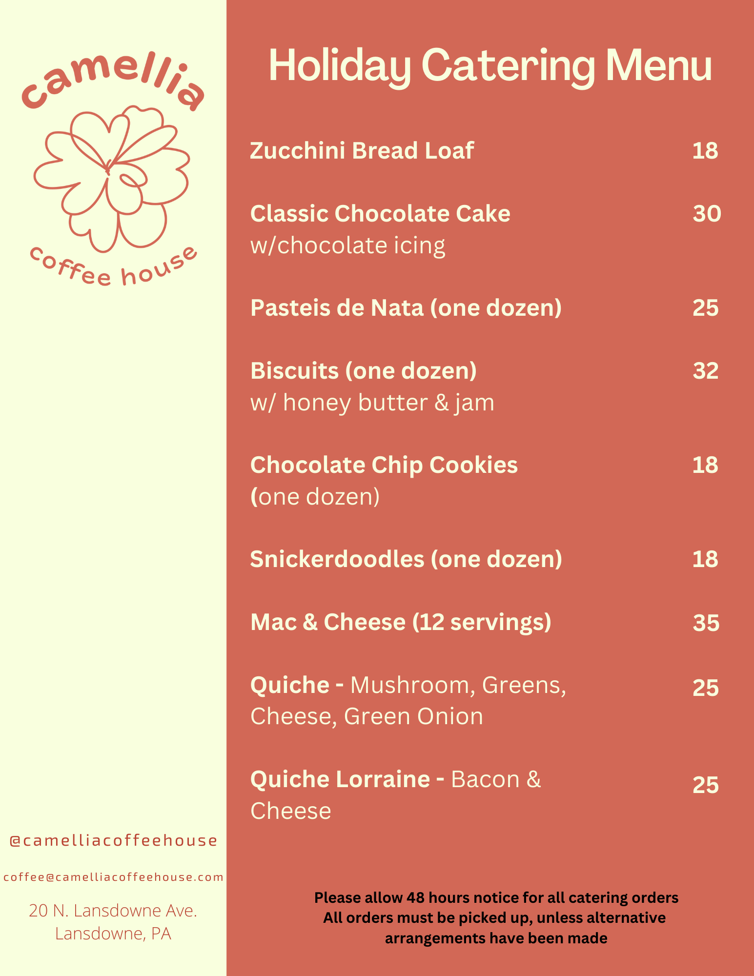 Menu — Camellia Coffee House
