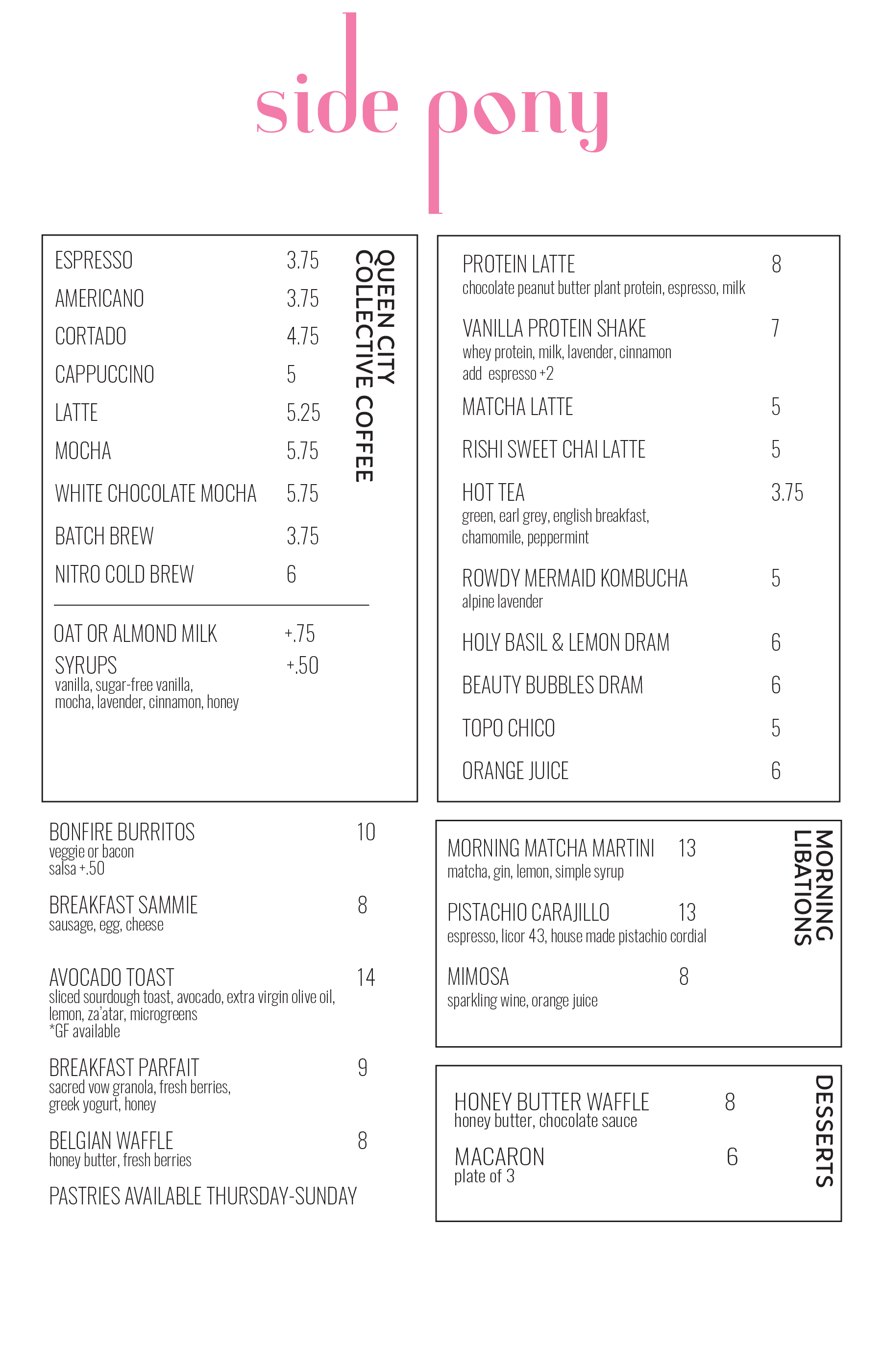MENU — Best Denver Cocktails and Coffee