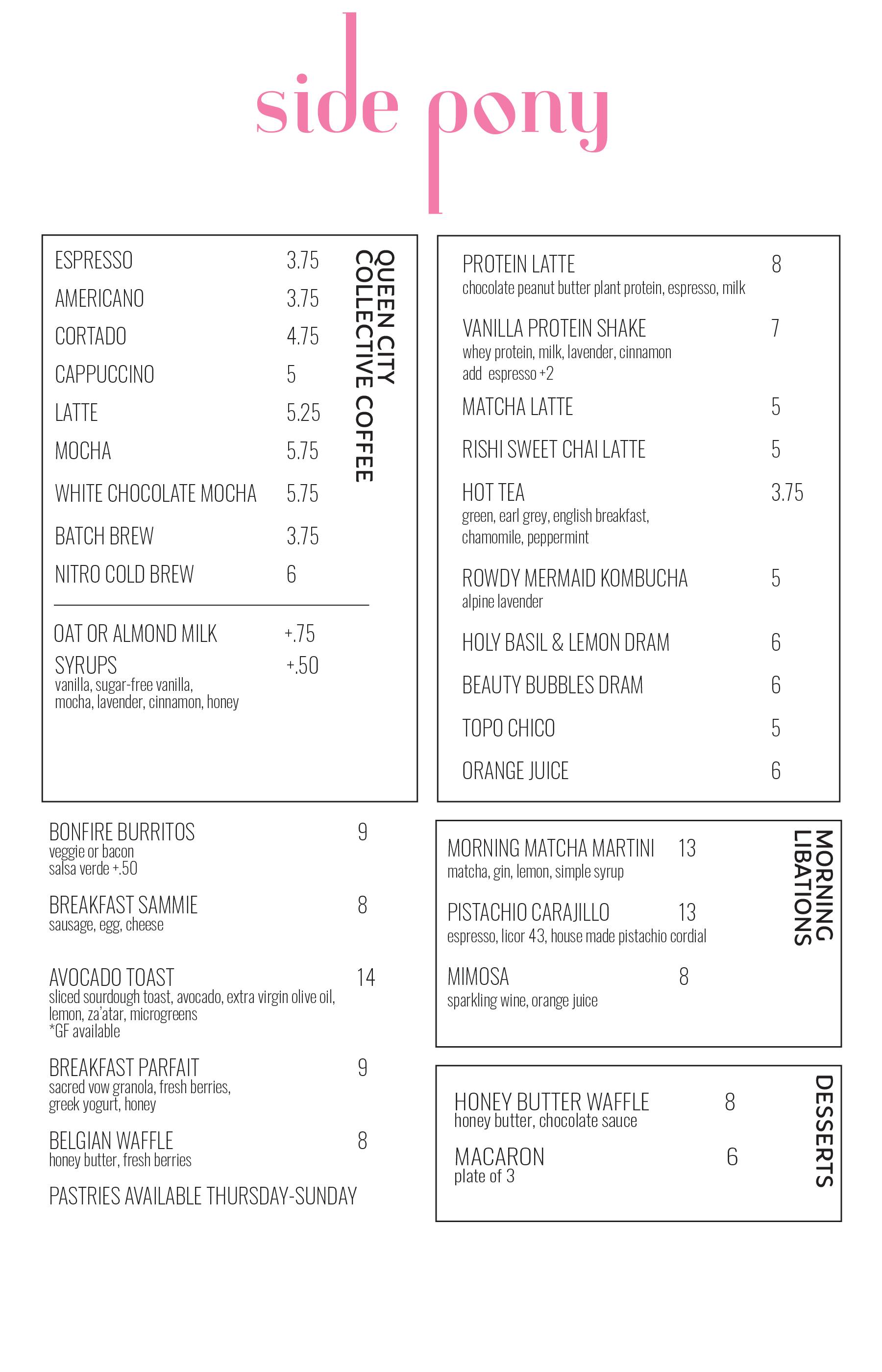 MENU — Best Denver Cocktails and Coffee