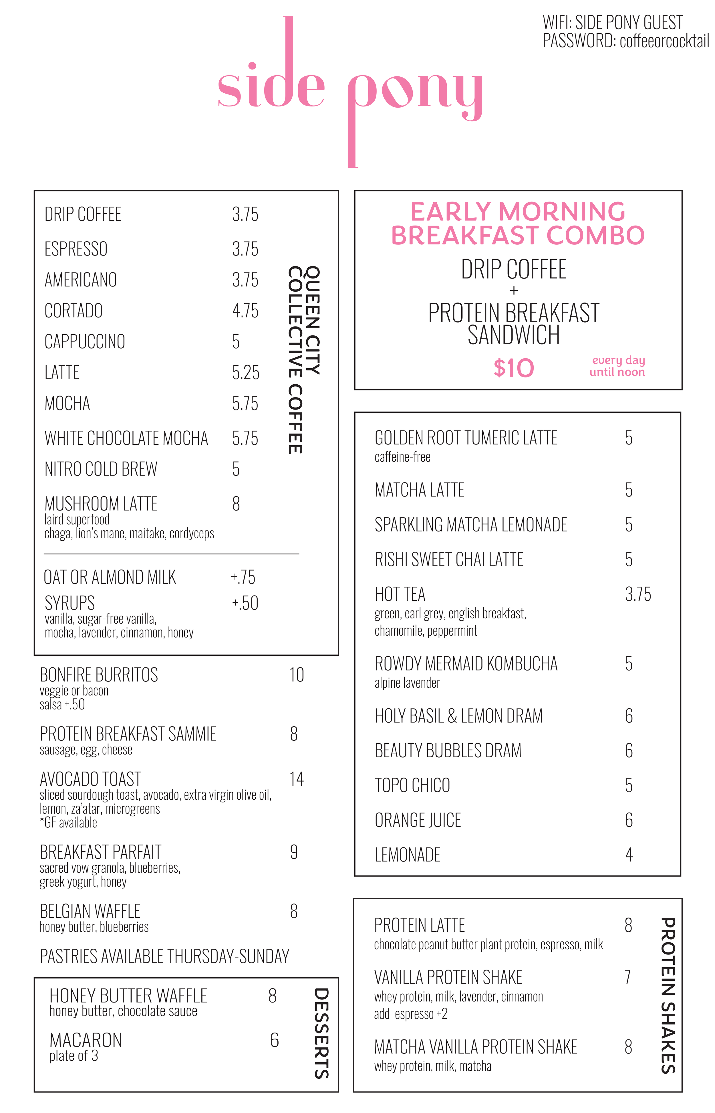 MENU — Best Denver Cocktails and Coffee