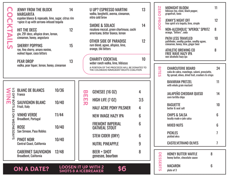 MENU — Best Denver Cocktails and Coffee