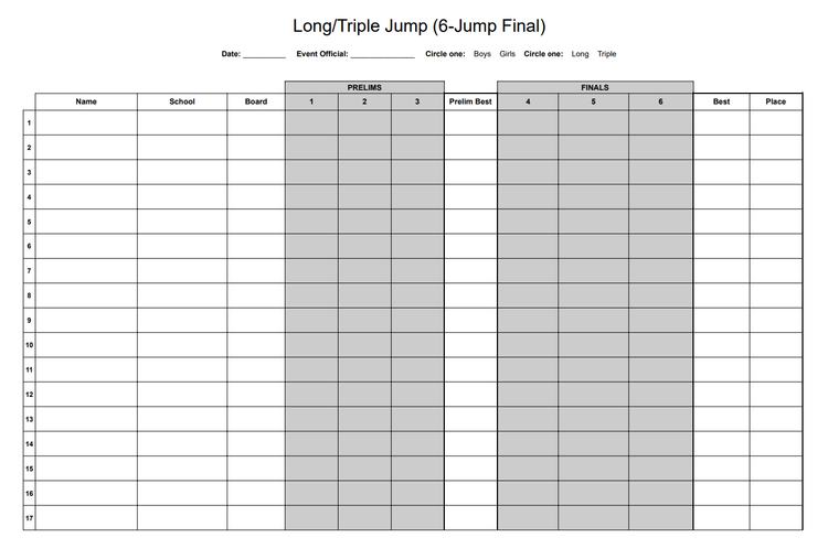 Digital Download: Custom High Jump Meet Scoring Sheet