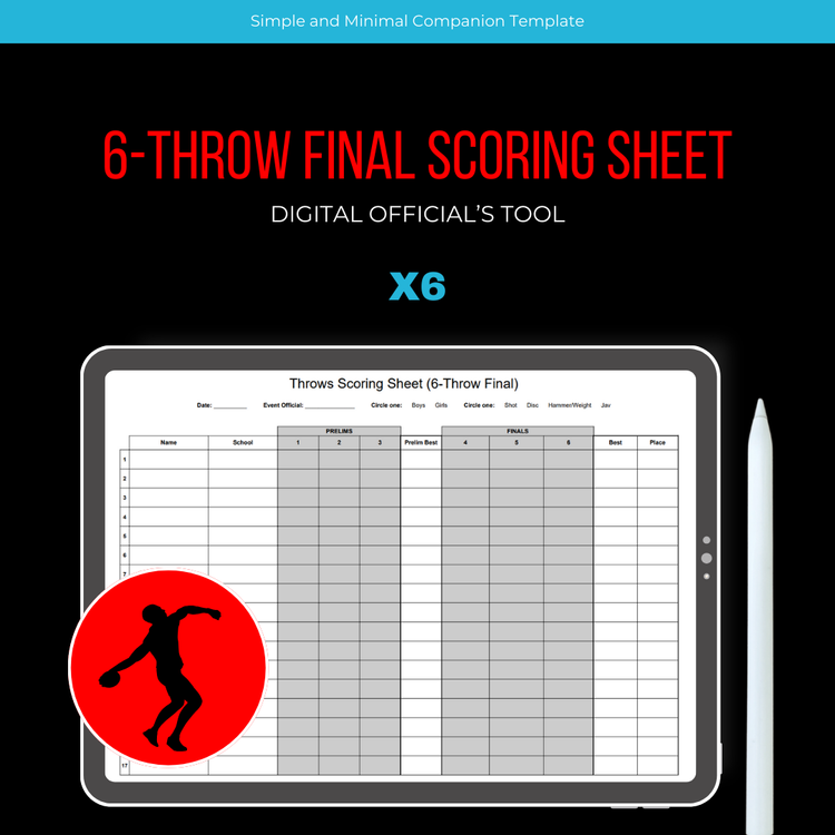 Digital Download: COMPLETE Track and Field Meet Scoring Sheets Workbook