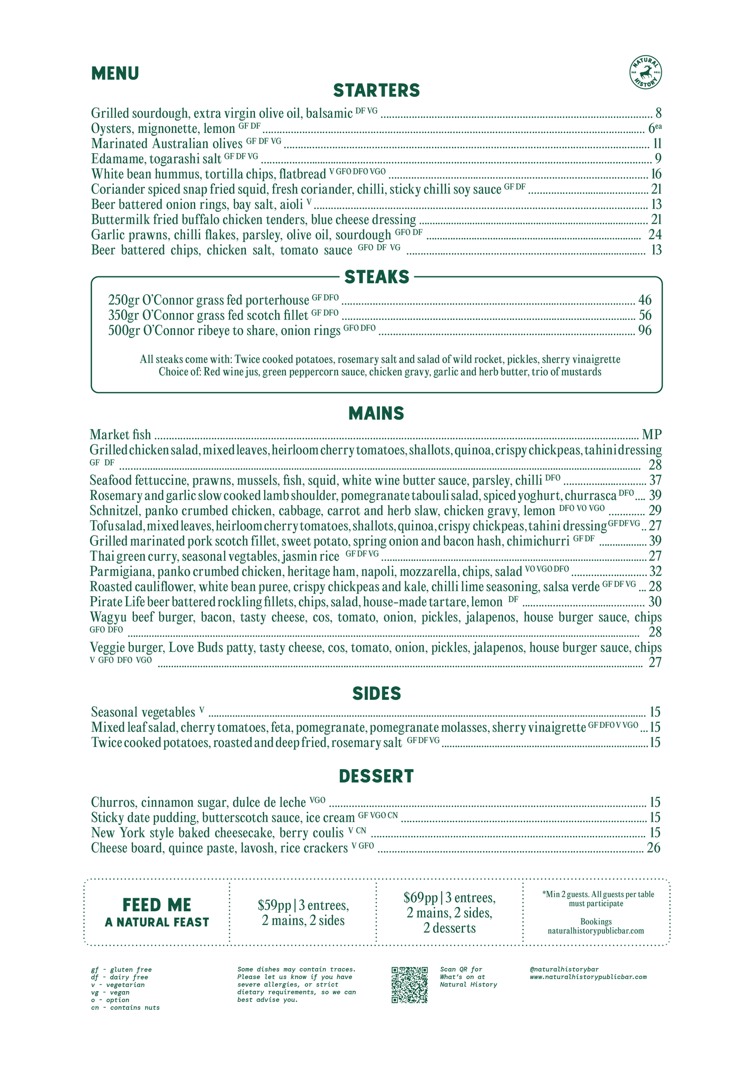 See Our Menu — Natural History Public Bar | Melbourne CBD Pub | Happy ...