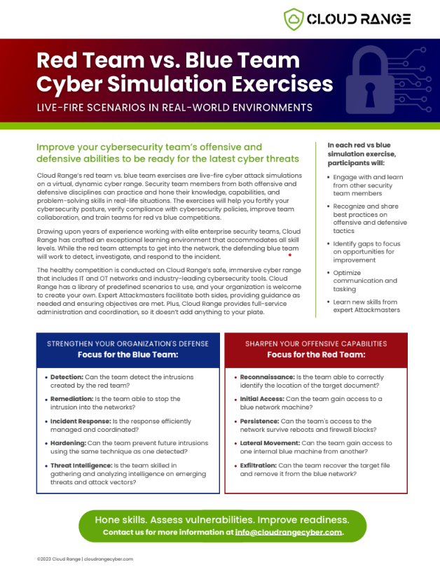 Resources: Red Vs. Blue Data Sheet | Cloud Range