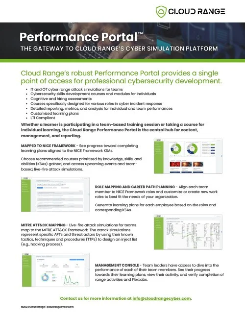 Resources: Performance Portal Data Sheet | Cloud Range