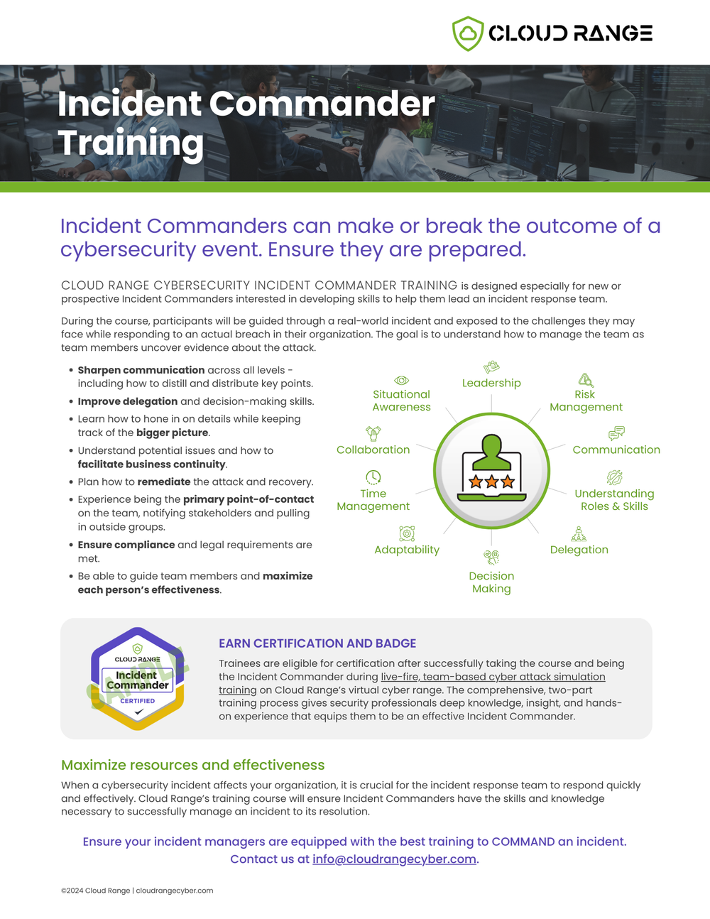 Resources: Incident Commander Training Data Sheet | Cloud Range