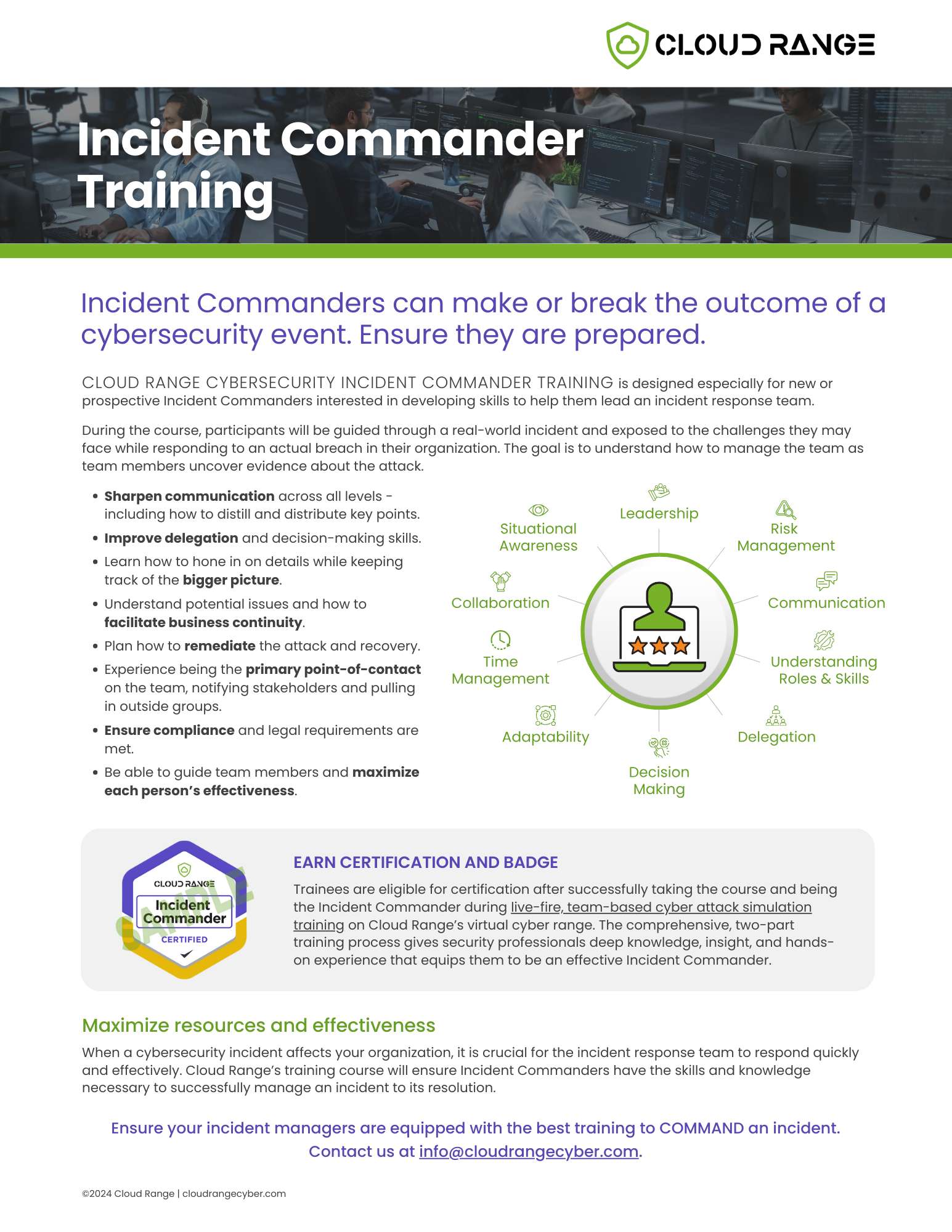 Resources: Incident Commander Training Data Sheet | Cloud Range