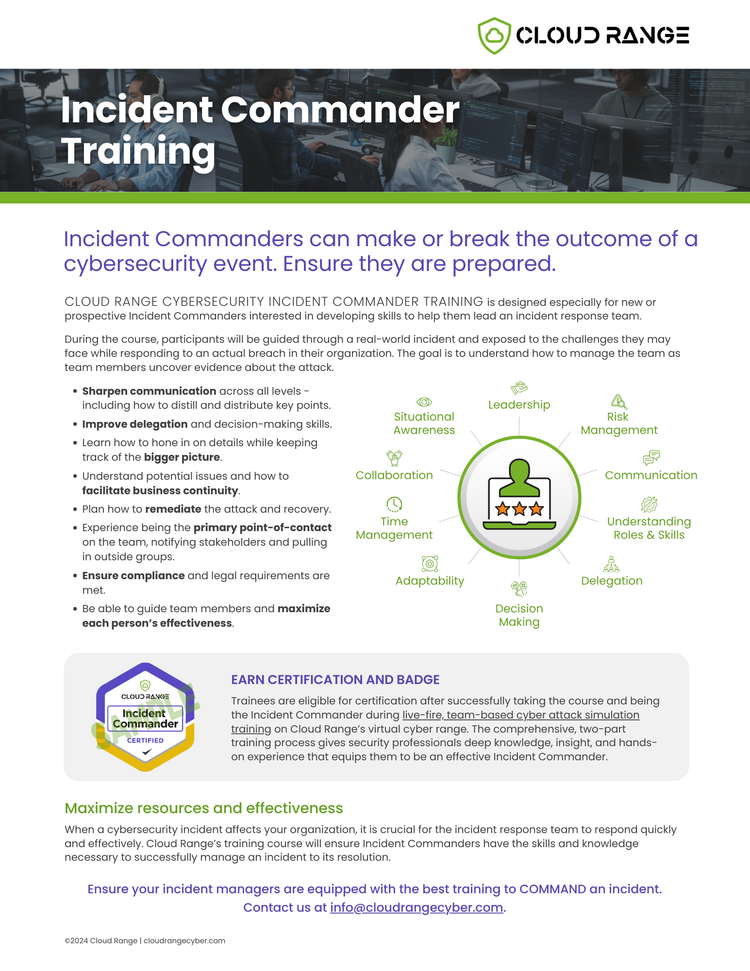 Resources: Incident Commander Training Data Sheet | Cloud Range