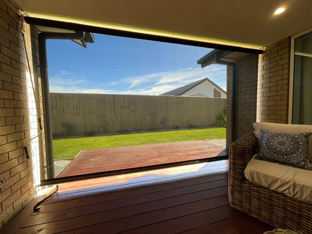 Crank Handle Outdoor Roller Blinds & Sunscreens — Shading Solutions