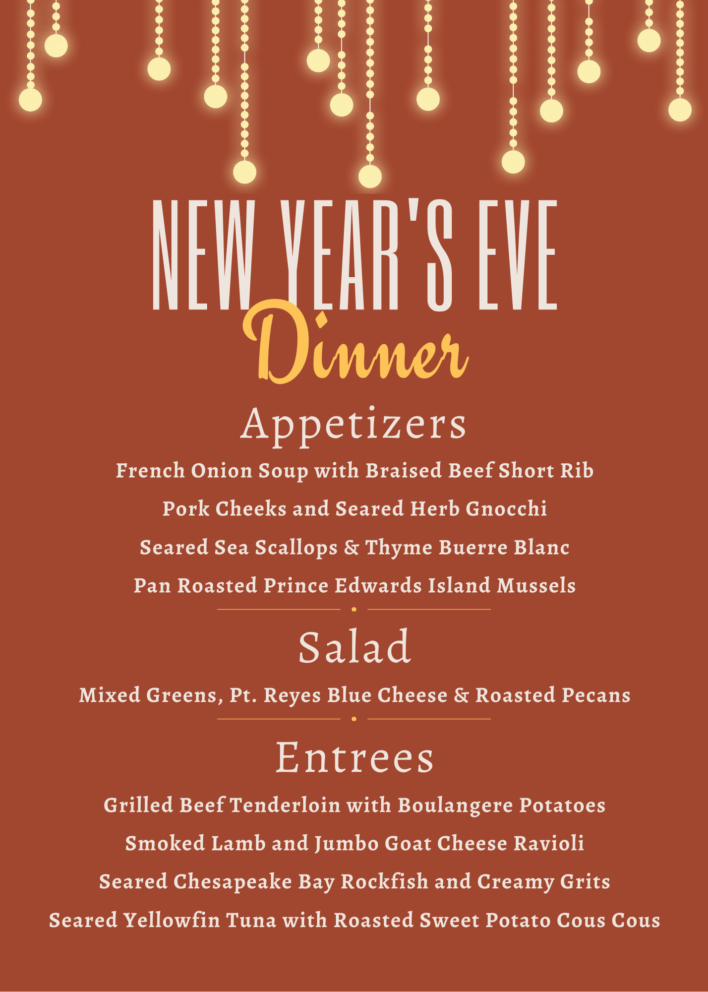 New Year's Eve Dinner — The Village Table & Tavern