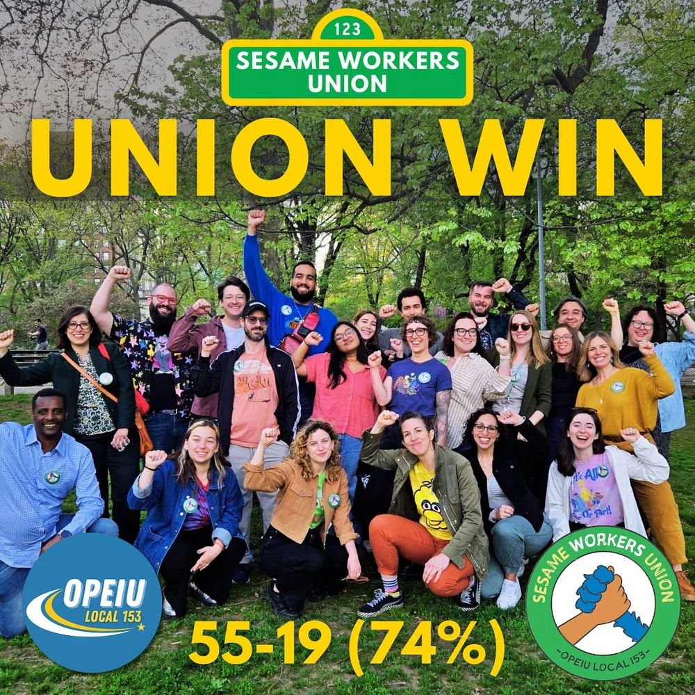 Employees at Sesame Workshop Win Union Election Joining OPEIU Local 153 ...