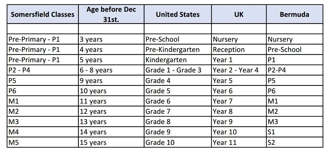 Placement Chart — Somersfield Academy