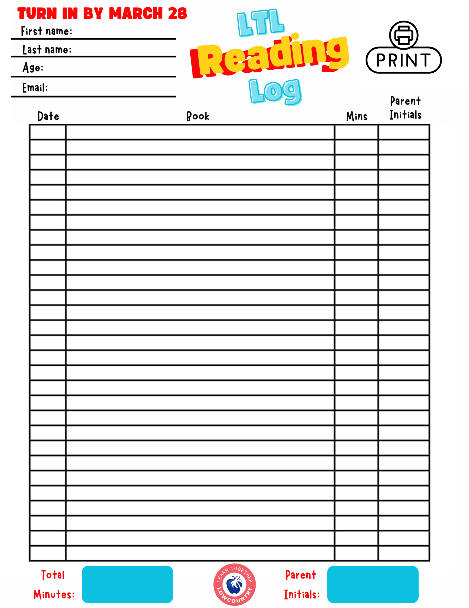 Reading Log — Learn Together Lowcountry