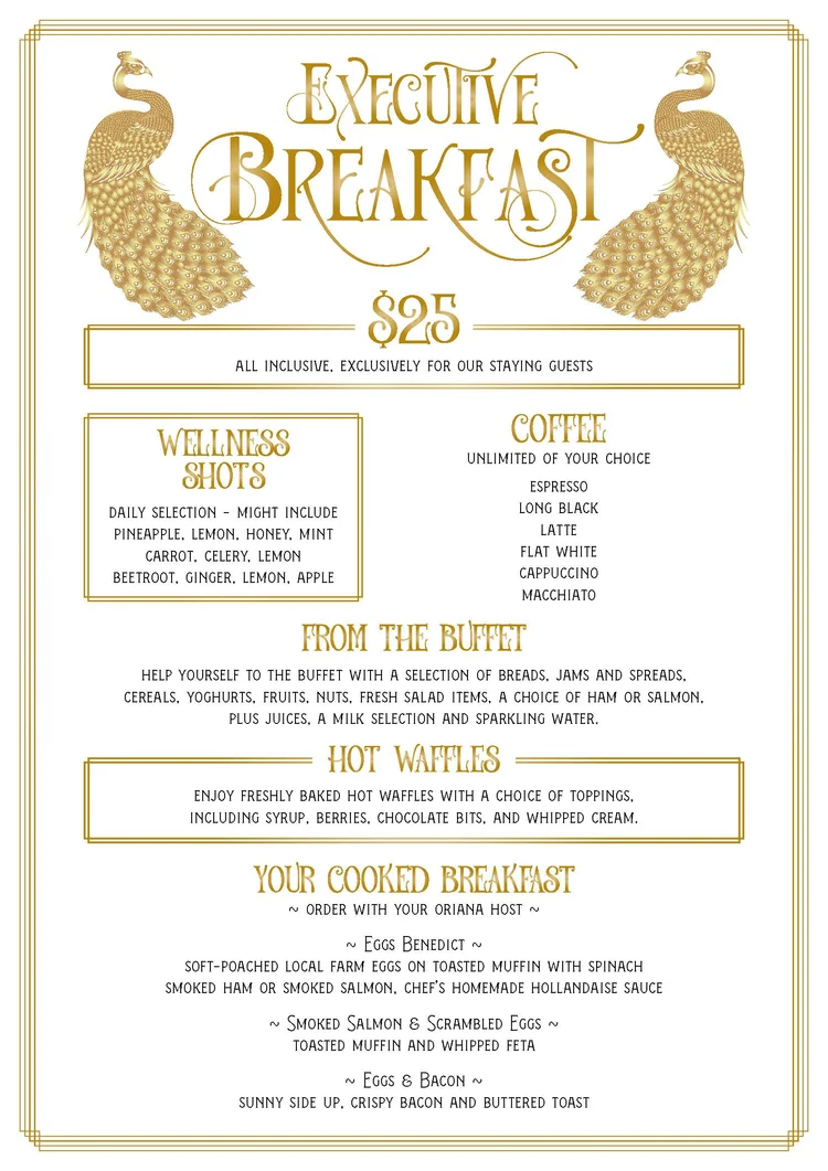 Executive Breakfast | The Oriana Orange