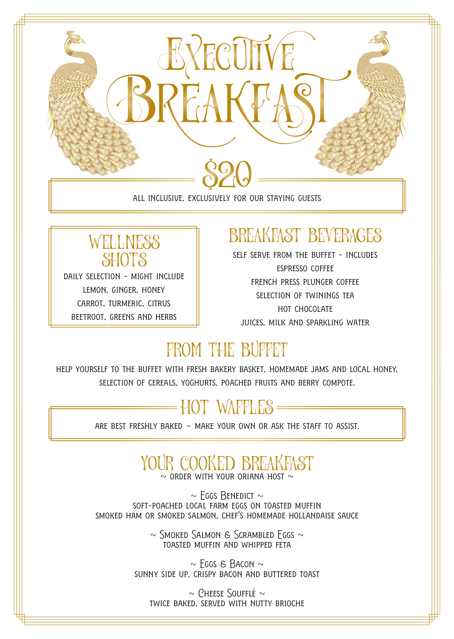 Executive Breakfast | The Oriana Orange