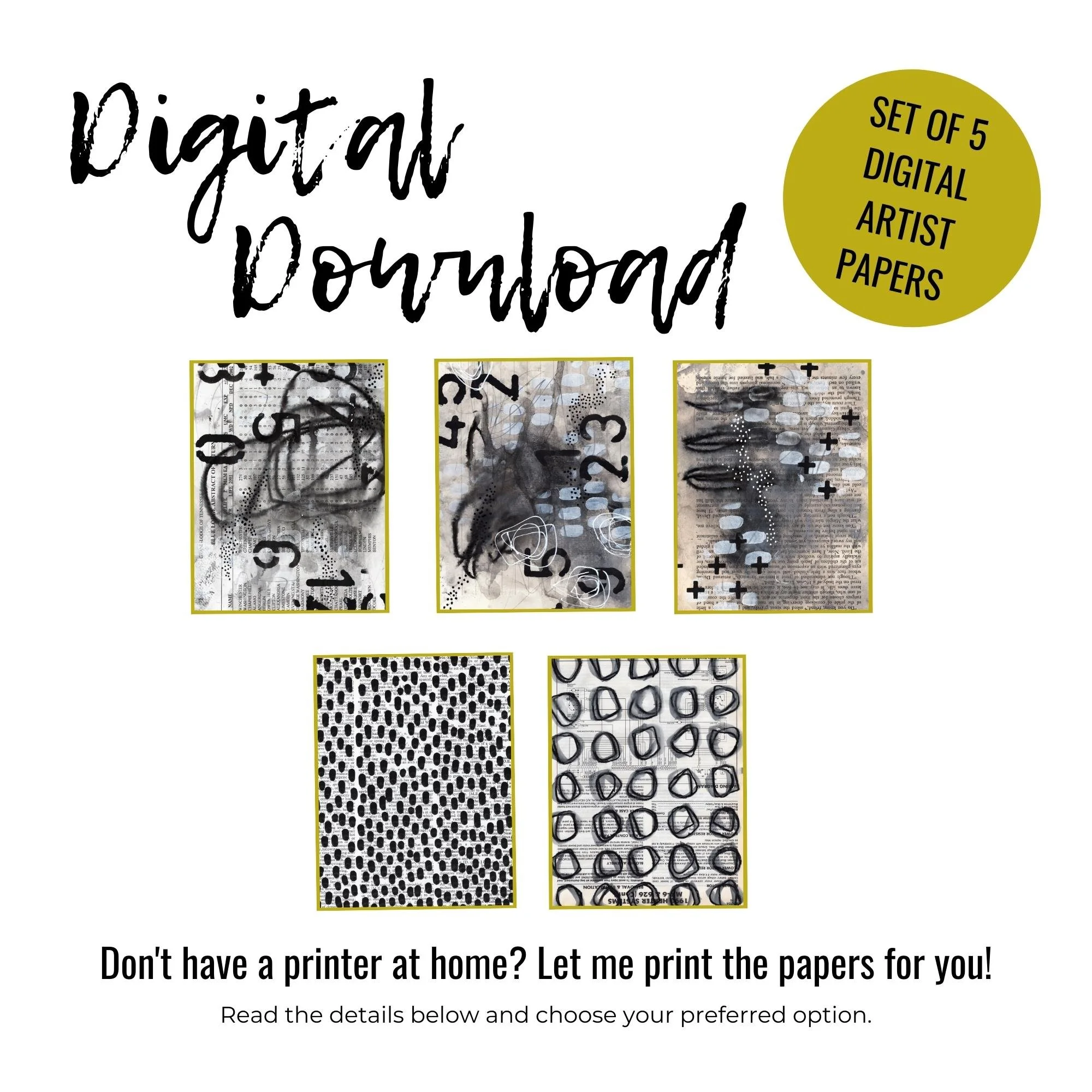 Chartreuse Artist Papers DIGITAL DOWNLOAD Set 1 — BB Henry Art