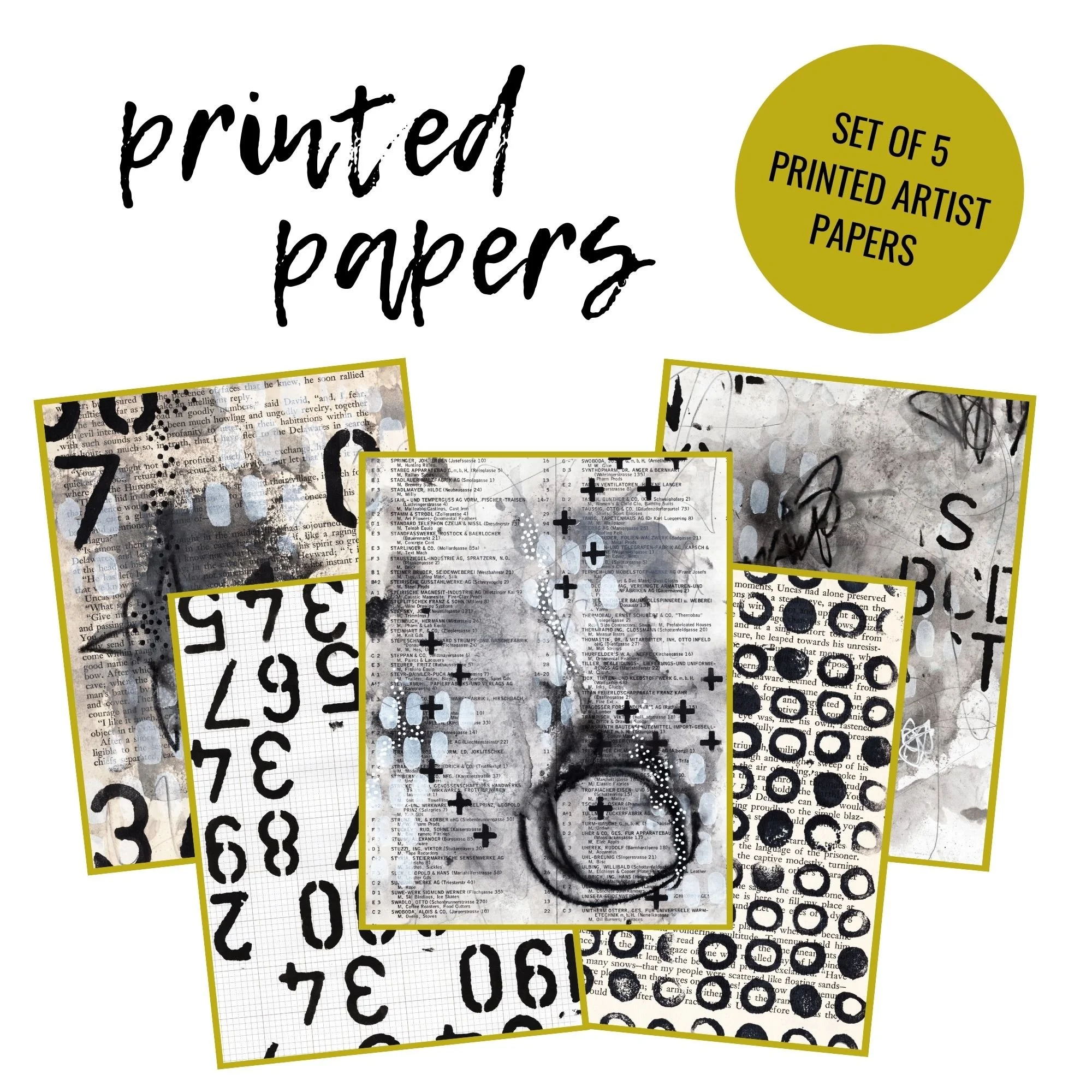 Black Messy Inky Artist Papers DIGITAL DOWNLOAD Set 3 — BB Henry Art